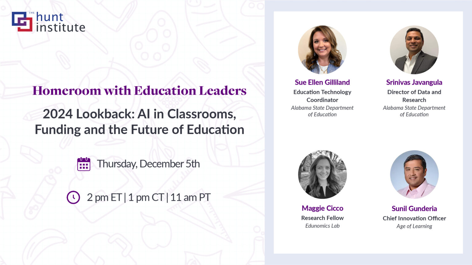 Ed Homeroom Social Media Kit 12/5/2024 · The Hunt Institute